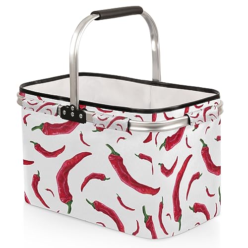 Tavisto Chili Pepper Versatile and Durable Reusable Grocery Tote Bag - Spacious and Foldable with Fun Print Designs - Perfect for Shopping, Picnics, and Storage