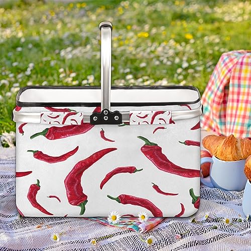 Tavisto Chili Pepper Versatile and Durable Reusable Grocery Tote Bag - Spacious and Foldable with Fun Print Designs - Perfect for Shopping, Picnics, and Storage