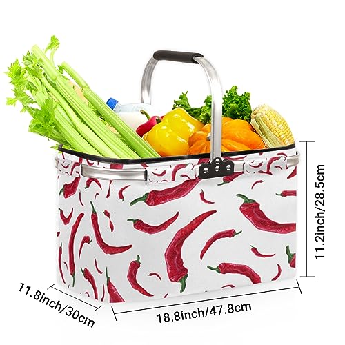 Tavisto Chili Pepper Versatile and Durable Reusable Grocery Tote Bag - Spacious and Foldable with Fun Print Designs - Perfect for Shopping, Picnics, and Storage