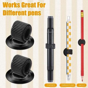 Fulmoon 24 Pcs Pen Holder Clips Manganese Steel Pen Holder Self Adhesive Pen Pencil Organizer with Adjustable Spring Loop for Refrigerator Whiteboard Erase Board Bulletin Map Home Office (Black)