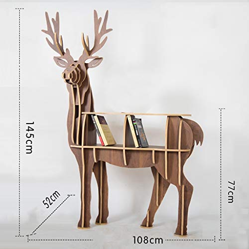 ROLTIN Storage Shelf DVD Bookcase Storage Rack Bookshelf Animal Shelf Male Deer Shape Flower Stand Model Room Coffee Table Clothing Store Landing Decoration (Size : 108 * 52 * 1