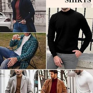 ZAFUL Mens Long Sleeve Mock Turtleneck T-Shirts Casual Thermal Pullover Top Slim Fit Stretch Basic Undershirt White M