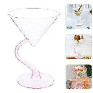 UPKOCH Glass Bowl Glass Footed Dessert Bowl Ice Cream Cup Parfait Fruit Cup Milk Shake Glass Cocktail Drinking Cup Juice Water Cups for Sundae Salad Condiment Trifle Pink Dessert Bowls