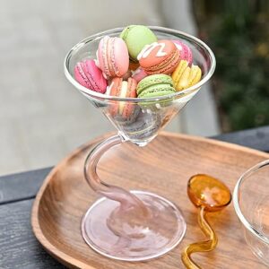 UPKOCH Glass Bowl Glass Footed Dessert Bowl Ice Cream Cup Parfait Fruit Cup Milk Shake Glass Cocktail Drinking Cup Juice Water Cups for Sundae Salad Condiment Trifle Pink Dessert Bowls