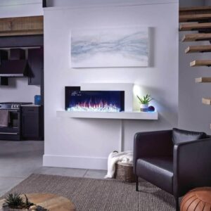 Napoleon Stylus Cara Series 32 Electric White Fireplace - Wall Mount Shelf Style - Home WiFi App Compatible - LED Display - with Remote Control - NEFP32-5019W