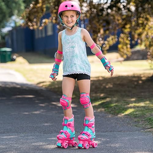 Osprey Roller Skate | for Girls, Kids Beginners, Adjustable Sizing Quad Skates, 4 Wheel Skates, Durable Safe-Lock Straps, Flower Design