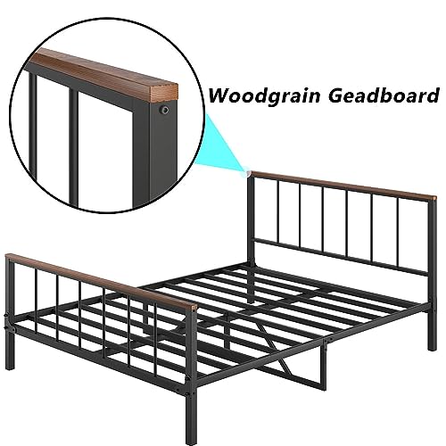 Anwick Queen Size Platform Bed Frame with Headboard and Footboard, Modern Simple Queen Bed Frame with Underneath Storage,Heavy Duty Steel Slat Support,No Box Spring Needed,Easy Assemble