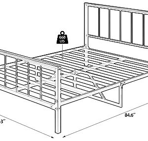 Anwick Queen Size Platform Bed Frame with Headboard and Footboard, Modern Simple Queen Bed Frame with Underneath Storage,Heavy Duty Steel Slat Support,No Box Spring Needed,Easy Assemble