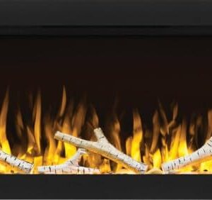 Napoleon Trivista Pictura 50 3-Sided Electric Linear Fireplace - Built-in Design - Multi-Color Flames with Large Crystal Cubes and Natural Looking Birch Logs - NEFL50H-3SV