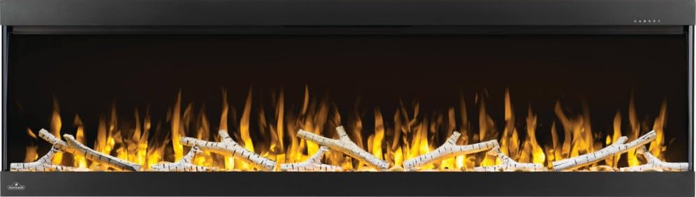 Napoleon Trivista Pictura 50 3-Sided Electric Linear Fireplace - Built-in Design - Multi-Color Flames with Large Crystal Cubes and Natural Looking Birch Logs - NEFL50H-3SV