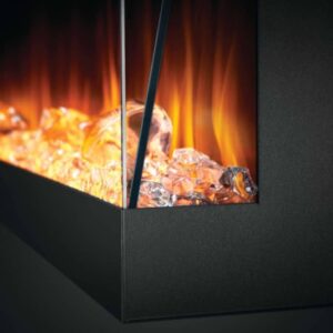 Napoleon Trivista Pictura 50 3-Sided Electric Linear Fireplace - Built-in Design - Multi-Color Flames with Large Crystal Cubes and Natural Looking Birch Logs - NEFL50H-3SV