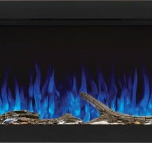 Napoleon Trivista Pictura 50 3-Sided Electric Linear Fireplace - Built-in Design - Multi-Color Flames with Large Crystal Cubes and Natural Looking Birch Logs - NEFL50H-3SV