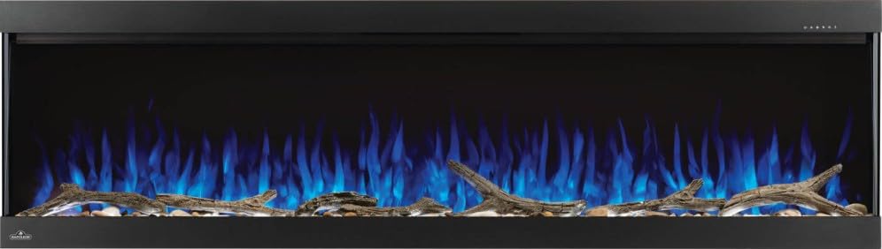 Napoleon Trivista Pictura 50 3-Sided Electric Linear Fireplace - Built-in Design - Multi-Color Flames with Large Crystal Cubes and Natural Looking Birch Logs - NEFL50H-3SV