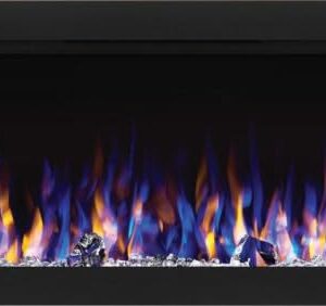 Napoleon Trivista Pictura 50 3-Sided Electric Linear Fireplace - Built-in Design - Multi-Color Flames with Large Crystal Cubes and Natural Looking Birch Logs - NEFL50H-3SV