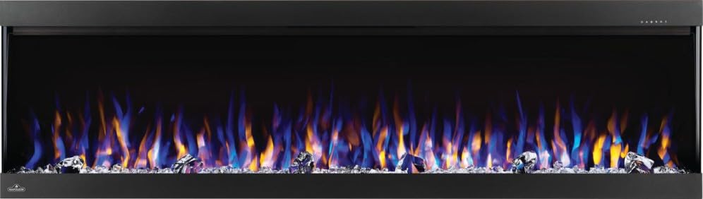 Napoleon Trivista Pictura 50 3-Sided Electric Linear Fireplace - Built-in Design - Multi-Color Flames with Large Crystal Cubes and Natural Looking Birch Logs - NEFL50H-3SV