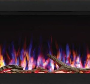 Napoleon Trivista Pictura 50 3-Sided Electric Linear Fireplace - Built-in Design - Multi-Color Flames with Large Crystal Cubes and Natural Looking Birch Logs - NEFL50H-3SV