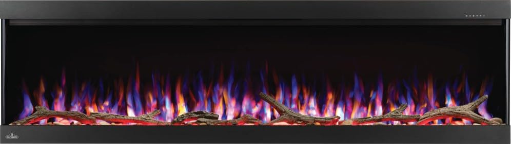 Napoleon Trivista Pictura 50 3-Sided Electric Linear Fireplace - Built-in Design - Multi-Color Flames with Large Crystal Cubes and Natural Looking Birch Logs - NEFL50H-3SV