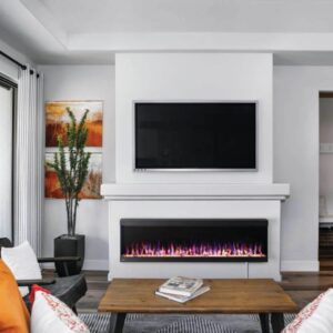 Napoleon Trivista Pictura 50 3-Sided Electric Linear Fireplace - Built-in Design - Multi-Color Flames with Large Crystal Cubes and Natural Looking Birch Logs - NEFL50H-3SV