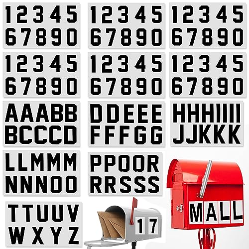 120 PCS Reflective Mailbox Number and Letters Stickers,4 inches Self Adhesive Reflective Capital Letter Sticker,Reflective email digital sticker, suitable for Pre-Spaced Waterproof for Mailbox Address, Bin, Window, Door, Cars Black Lettering with Silver B