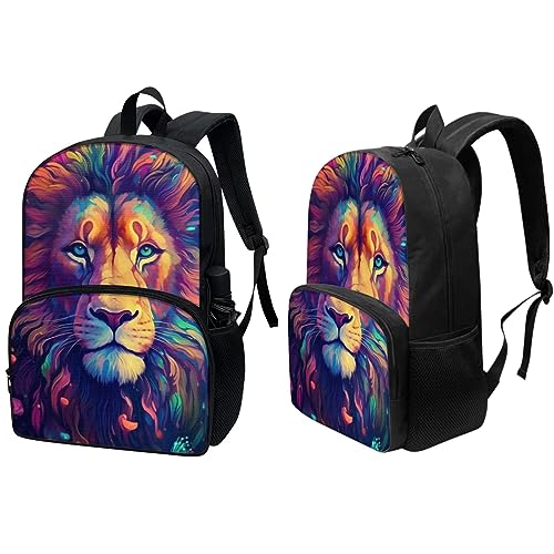 Lion King School Backpacks for Kids Teens, 3-in-1 School Bag Bookbags Set with Lunch Bag Pencil Case