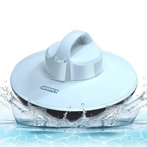 grennix robotic pool vacuum cleaner - autonomous pool vacuum for above & in-ground pools - strong suction, self-docking underwater skimmer with top handle in arctic blue