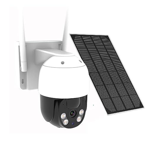 Solar Security Camera Wireless Outdoor, Pan Tilt Solar Powered Home Security Outdoor Camera with 2K Night Vision, PIR Motion Sensor, 2-Way Audio, On Site Siren, Cloud & SD Card Storage