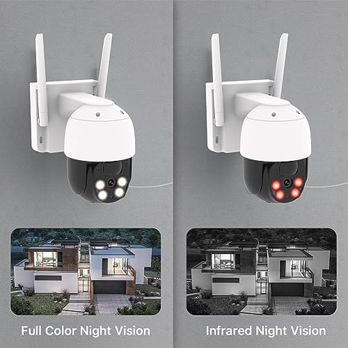 Solar Security Camera Wireless Outdoor, Pan Tilt Solar Powered Home Security Outdoor Camera with 2K Night Vision, PIR Motion Sensor, 2-Way Audio, On Site Siren, Cloud & SD Card Storage