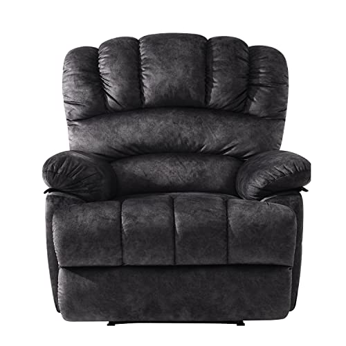 EASELAND Extra Large Recliner, Manual Push Back Recliner for Adults, Extra Wide and Breathable Fabric Recliners (Dark Grey)