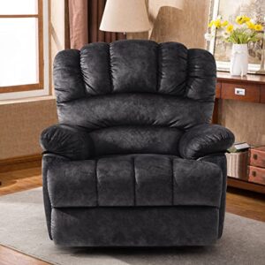 EASELAND Extra Large Recliner, Manual Push Back Recliner for Adults, Extra Wide and Breathable Fabric Recliners (Dark Grey)