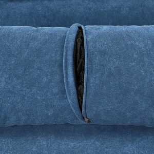 ERYE Modern Upholstered Futon Loveseat Convertible Sleeper Bed,2-Seaters Sofa & Couch Soft Cushions Love Seat Daybed for Small Space Living Room Sets Sofabed, Twin Blue Microfiber W/Pillows, Pockets