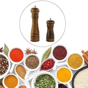 CAFFIA Wood Salt and Pepper Mill Set, Pepper Grinders, Salt Shakers with Adjustable Ceramic Rotor,Manual Spice Grinder Seasoning Powder Shakers Grinding Bottle Set Kitchen Barbecue Tools- 8 inches