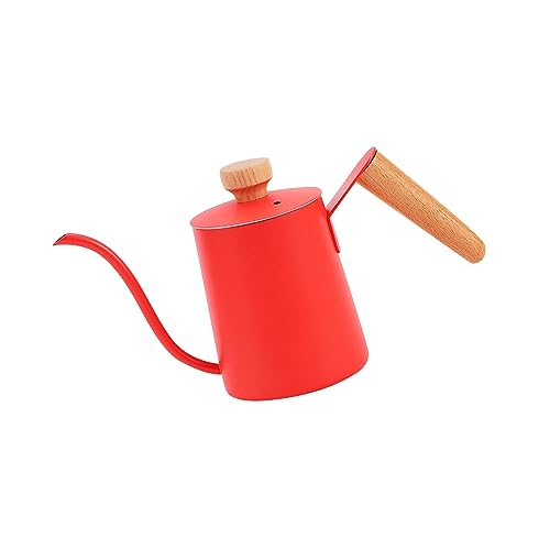 gazechimp Drip Coffee Kettle Pour over Kettle 350ml Anti Hot Wooden Handle Coffee Tea Pot Gooseneck Kettle for Office Coffee Shop Camping Home Kitchen, red