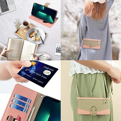 Arseaiy Wallet Case for Samsung Galaxy Note 10 Lite/A81/M60S Flip Phone Case Cover with Crossbody Strap Magnetic Zipper Pocket Makeup Mirror PU Leather Shockproof with Kickstand Shell