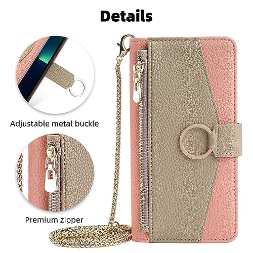 Arseaiy Wallet Case for Samsung Galaxy Note 10 Lite/A81/M60S Flip Phone Case Cover with Crossbody Strap Magnetic Zipper Pocket Makeup Mirror PU Leather Shockproof with Kickstand Shell