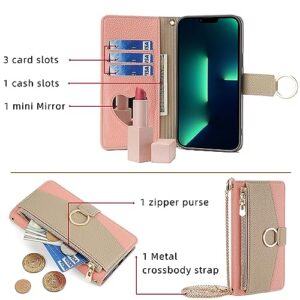 Arseaiy Wallet Case for Samsung Galaxy Note 10 Lite/A81/M60S Flip Phone Case Cover with Crossbody Strap Magnetic Zipper Pocket Makeup Mirror PU Leather Shockproof with Kickstand Shell