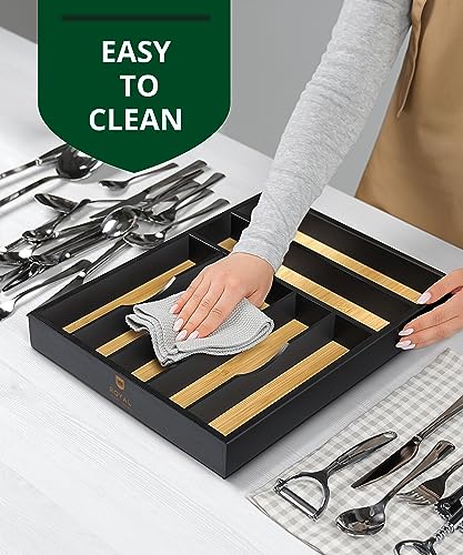 ROYAL CRAFT WOOD Premium Bamboo Kitchen Utensil Rack: Elegant Organizer and Spacious Utensil Holder for Streamlined Kitchen Storage