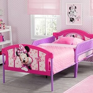 Delta Children Plastic 3D-Footboard Twin Bed, Disney Minnie Mouse Snooze 6 inch Memory Foam Twin Mattress (Bundle)