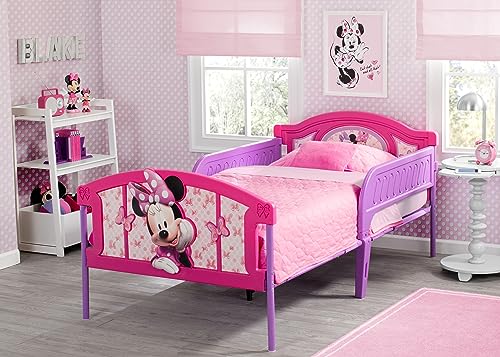 Delta Children Plastic 3D-Footboard Twin Bed, Disney Minnie Mouse Snooze 6 inch Memory Foam Twin Mattress (Bundle)