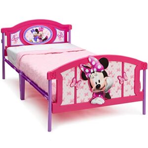 Delta Children Plastic 3D-Footboard Twin Bed, Disney Minnie Mouse Snooze 6 inch Memory Foam Twin Mattress (Bundle)