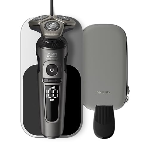 Philips Norelco S9000 Prestige Electric Shaver with Qi-Charger, Precision Trimmer and Premium Case, SP9872/86