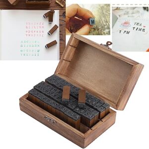 YYQTGG Letter Rubber Stamps, Wood Rubber Stamps 70 PCS with Vintage Wooden Boxe for Photo Album for Learning Alphabet