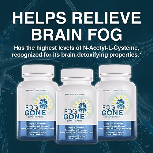 Fog Gone Brain Health Supplement | Nootropic Formula Helps Clear Brain Fog & Cognitive Brain Fatigue | Aids in Boosting Focus, Concentration & Clarity | Caffeine-Free | 30-Day Supply