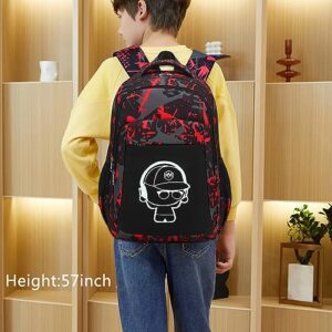 LEDAOU School Backpack Teen Boys Kids Bookbag Daypack School Bag (Graffiti Red Black)