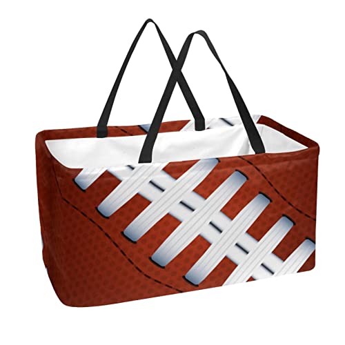 Large Utility Tote Bag Football Soccer Texture Reusable Foldable Grocery Bag Heavy Duty with Sturdy Handles