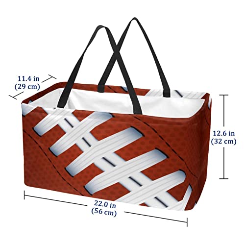 Large Utility Tote Bag Football Soccer Texture Reusable Foldable Grocery Bag Heavy Duty with Sturdy Handles