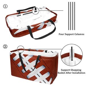 Large Utility Tote Bag Football Soccer Texture Reusable Foldable Grocery Bag Heavy Duty with Sturdy Handles