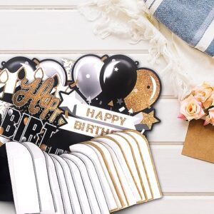 LINGTEER Happy 30th Birthday Black & Gold Paper Table Topper Centerpieces Set - 8 Pcs Cake Star Balloon Thirty Years Old Birthday 30th Bday Party Gift Decorations Sign.