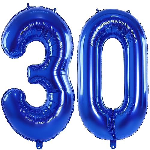 Navy Blue Number 30 Balloons 40Inch Huge Royal Blue Number Balloon Jumbo Digital Balloons Foil Giant Dark Blue Number Helium Balloons for Kids Adults 30th Birthday Party Supplies Decorations