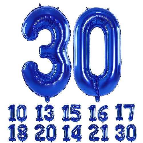 Navy Blue Number 30 Balloons 40Inch Huge Royal Blue Number Balloon Jumbo Digital Balloons Foil Giant Dark Blue Number Helium Balloons for Kids Adults 30th Birthday Party Supplies Decorations