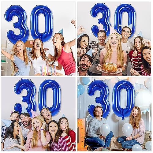 Navy Blue Number 30 Balloons 40Inch Huge Royal Blue Number Balloon Jumbo Digital Balloons Foil Giant Dark Blue Number Helium Balloons for Kids Adults 30th Birthday Party Supplies Decorations